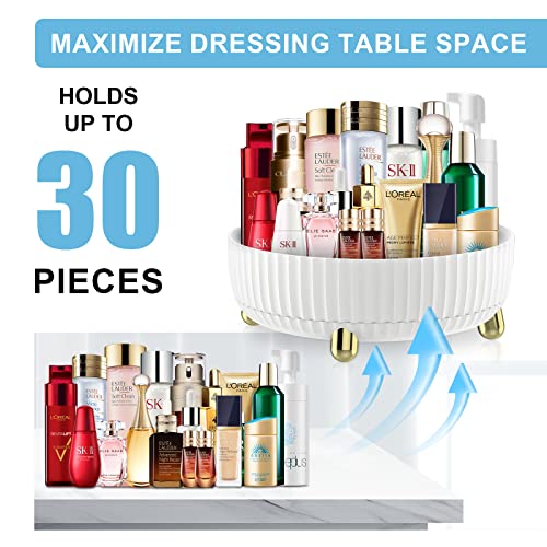 360°Rotating Makeup Organizer for Vanity, Large Capacity Lazy Susan with Non-slip Base, Perfume Organizer for Bedroom Bathroom Makeup Display Case Organizer Container for Cosmetics Brushes Lipsticks