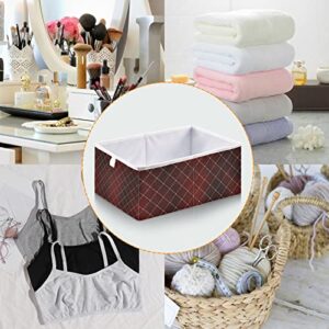 Fancy Burgundy Grid 11x11 Storage Cubes Fabric Storage Cubes Storage Bins with Handles Storage Boxes for Organizing Home, Office, Nursery, Shelf, Closet, Pack of 1