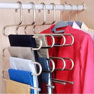 2 Pack Organizer Hangers, Space Saving Closet Hangers 5 Layers Multi-Functional Pants Rack | Organizer Racks for Clothes, Trousers Scarves, Leggings