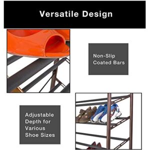 Smart Design 8-Tier Steel Metal Shoe Rack Tower with Rolling Wheels - Holds 48 Pairs of Shoes - Easy Assembly and Adjustable - Entryway, Closet, & Garage - Home Organization - 44 x 50.75 Inch - Bronze