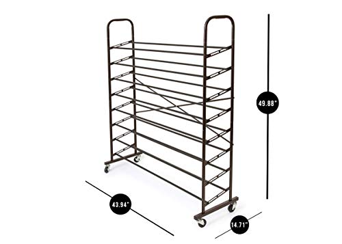 Smart Design 8-Tier Steel Metal Shoe Rack Tower with Rolling Wheels - Holds 48 Pairs of Shoes - Easy Assembly and Adjustable - Entryway, Closet, & Garage - Home Organization - 44 x 50.75 Inch - Bronze