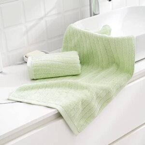 sense gnosis Green Hand Towels Set of 2 Wave Terry Striped Pattern 100% Cotton Soft Decorative Hand Towel for Bathroom 13 x 29 Inch