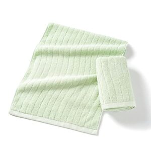 sense gnosis Green Hand Towels Set of 2 Wave Terry Striped Pattern 100% Cotton Soft Decorative Hand Towel for Bathroom 13 x 29 Inch