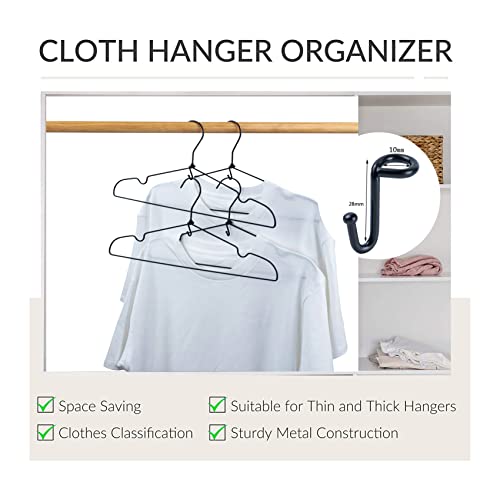 Koobay Clothes Hanger Connector Hooks, 36PCS, Clothes Hanger Organizer Mini Space Saver Hangers Clothes Hanger Extender Cascading Connection Hooks for Wooden/Velvet/Metal/Plastic Hangers (Black)