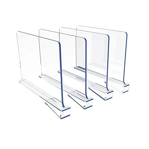 AOIEORD Shelf Dividers Acrylic Closet Clear Organizer for Clothes Book Shoes Display Cabinet Adjustable Separators 4 Pack