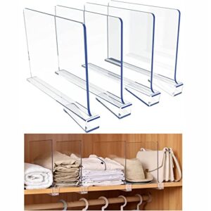 AOIEORD Shelf Dividers Acrylic Closet Clear Organizer for Clothes Book Shoes Display Cabinet Adjustable Separators 4 Pack