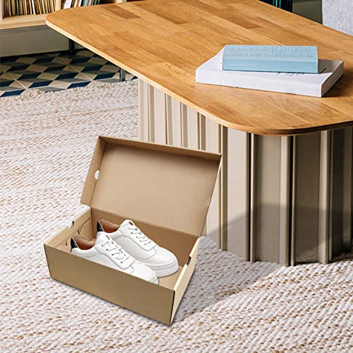 Kraft Paper Shoe Storage Box, Shoes Holder, DIY Assembly Shoes Display Case, Dustproof, Space Saving, Shoes Organizer for Living Room Home Entryway , 35cmx25cmx12cm