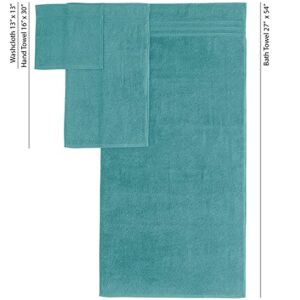 Hammam Linen 6-Piece Teal Turquoise Bath Towels Set for Bathroom Original Turkish Cotton Soft, Absorbent and Premium 2 Bath Towels, 2 Hand Towels, 2 Washcloths