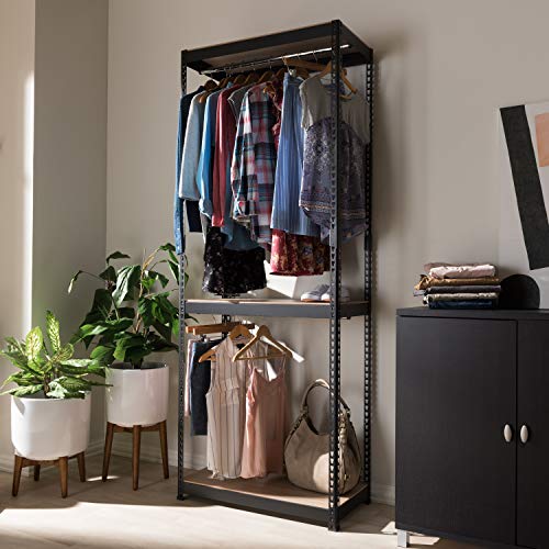 Baxton Studio Gavin 3 Shelf Metal Closet Coat Rack Storage Organizer