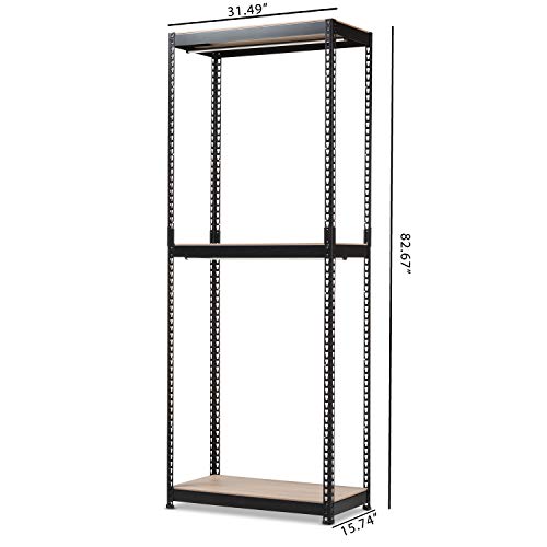 Baxton Studio Gavin 3 Shelf Metal Closet Coat Rack Storage Organizer