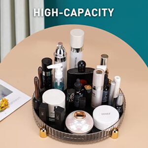 Makeup Perfumes Organizer for Lotions Skin Care,360 Rotating Cosmetics Display Cases Lazy Susan Dressers Round Storage Tray with Large Capacity,for Bathroom or on The Vanity (Transparent)