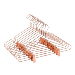 koobay 16.5” shiny metal wire clips clothes hangers, 10pack , rose gold coat suit pants clothes garment hangers for closet hangers