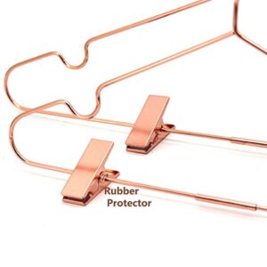 Koobay 16.5” Shiny Metal Wire Clips Clothes Hangers, 10PACK , Rose Gold Coat Suit Pants Clothes Garment Hangers for Closet Hangers