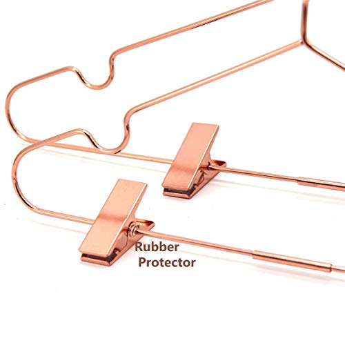 Koobay 16.5” Shiny Metal Wire Clips Clothes Hangers, 10PACK , Rose Gold Coat Suit Pants Clothes Garment Hangers for Closet Hangers