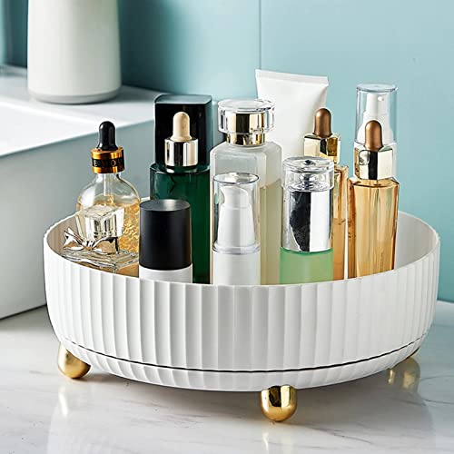 Makeup Perfume Organizer Perfume Tray,360 Degree Rotating Lazy Susan Cosmetic Desk Storage Makeup Organizer Lotions Display Case Round Gift Tray with Large Capacity