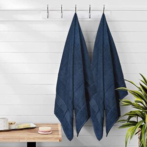 Belizzi Home Cotton 2 Pack Oversized Bath Towel Set 28x55 inches, Large Bath Towels, Ultra Absorbant Compact Quickdry & Lightweight Towel, Ideal for Gym Travel Camp Pool - Mineral Blue