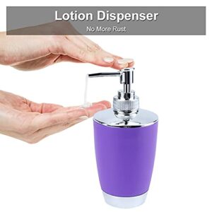 Bathroom Accessories Set, Purple Bathroom Accessories Set, 6Pcs Plastic Bathroom Accessory Set with Tumbler Toothbrush Holder Soap Dispenser Soap Dish Mini Trash Can Toilet Brush with Holder