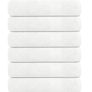 KAHAF COLLECTION 100% Cotton Bath Towel Set, White 24x48 Pack of 6 Towels, Quick Dry, Highly Absorbent, Soft Feel Towel, Gym, Spa, Bathroom, Shower, Pool, Luxury Soft Towels Light-Weight