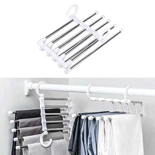 Polly Online Stainless Steel Pants Hangers Trousers Rack Closet Hangers Jeans Clothes Organizer Folding Storage Rack Trousers Hangers Space Saving