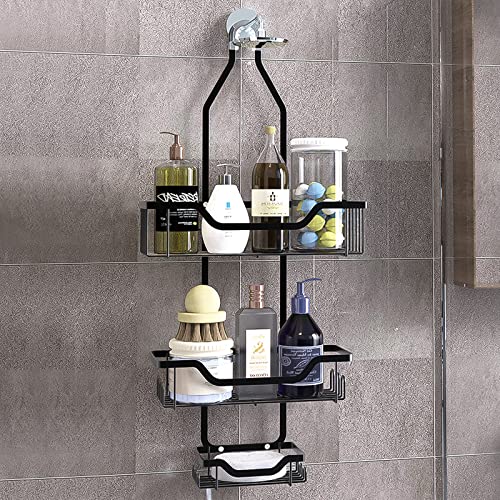 TQSAYHOB Shower Caddy Over Shower Head, Anti-Swing Shower Caddy Hanging with Hooks and Soap Holder Rustproof Shower Organizer Hanging Shower Caddy for Shampoo Conditioner Razors Soap Shower Sponge