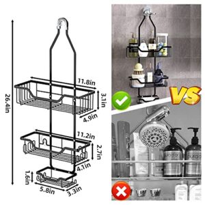 TQSAYHOB Shower Caddy Over Shower Head, Anti-Swing Shower Caddy Hanging with Hooks and Soap Holder Rustproof Shower Organizer Hanging Shower Caddy for Shampoo Conditioner Razors Soap Shower Sponge