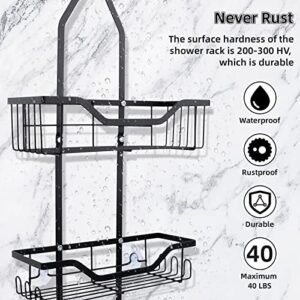 TQSAYHOB Shower Caddy Over Shower Head, Anti-Swing Shower Caddy Hanging with Hooks and Soap Holder Rustproof Shower Organizer Hanging Shower Caddy for Shampoo Conditioner Razors Soap Shower Sponge