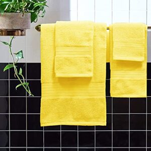 GLAMBURG 6 Piece Towel Set, 100% Combed Cotton - 2 Bath Towels, 2 Hand Towels, 2 Wash Cloths - 600 GSM Luxury Hotel Quality Ultra Soft Highly Absorbent Towel Set for Bathroom - Lime Yellow