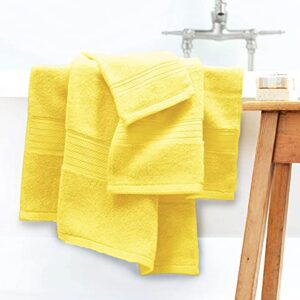 GLAMBURG 6 Piece Towel Set, 100% Combed Cotton - 2 Bath Towels, 2 Hand Towels, 2 Wash Cloths - 600 GSM Luxury Hotel Quality Ultra Soft Highly Absorbent Towel Set for Bathroom - Lime Yellow