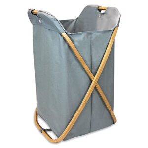 oceanstar bamboo folding x-frame laundry hamper sorter, grey