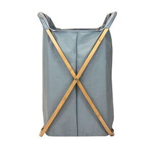 Oceanstar Bamboo Folding X-Frame Laundry Hamper Sorter, Grey