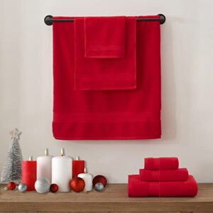 COZYART Luxury Red Bath Towels Set, Turkish Cotton Hotel Large Bath Towels for Bathroom, Thick Bathroom Towels Set of 3 with 1 Bath Towel, 1 Hand Towel, 1 Washcloth, 650 GSM…