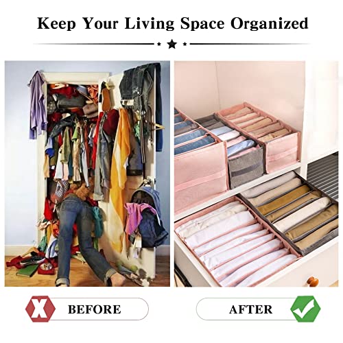 Clothes Organizer- Upgrade Wardrobe Clothes Organizer Foldable and Washable Clothes Storage Organizer for Shirt Pants Jeans and Sweater, 2 x 9 Grids