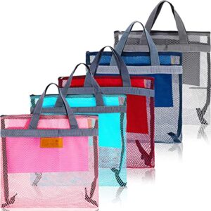 5 pieces mesh shower caddy tote gym shower caddy travel shower bag quick dry shower bag with zipper portable lightweight hanging mesh toiletry bag for shower college dorms swimming beach games sports