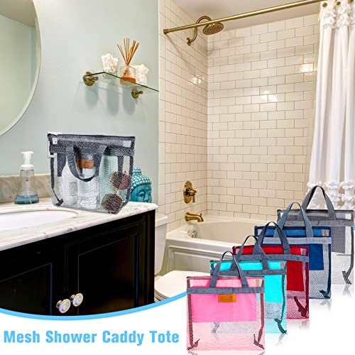 5 Pieces Mesh Shower Caddy Tote Gym Shower Caddy Travel Shower Bag Quick Dry Shower Bag with Zipper Portable Lightweight Hanging Mesh Toiletry Bag for Shower College Dorms Swimming Beach Games Sports