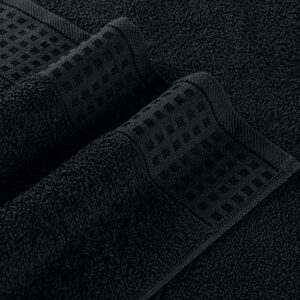 GLAMBURG 100% Cotton 2 Pack Oversized Bath Towel Set 28x55 Inches, Ultra Soft Highly Absorbant Compact Quickdry & Lightweight Large Bath Towels, Ideal for Gym Travel Camp Pool - Black