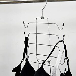 Home-X Space-Saving Bra Hanger Organizer for Closet, Polished Chrome Hanging Bra or Camisole Storage Rack, Storage Solutions for Small Spaces, Set of 2, 20 ½” L x 12" W