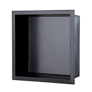 decomust 13.5“ x 13.5” (inner size 12x12") stainless steel shower niche modern and elegant design, easy to install, perfect for shampoo and soap storage (matte black)