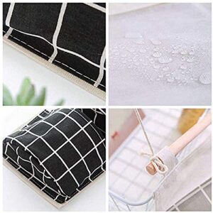 BobbyStory 2 Pcs Wall Hanging Storage Bags - 5 Pockets, Over The Door Organizer, Waterproof Basket Door Organizer for Bedroom Bathroom (Black+White) Without Hook