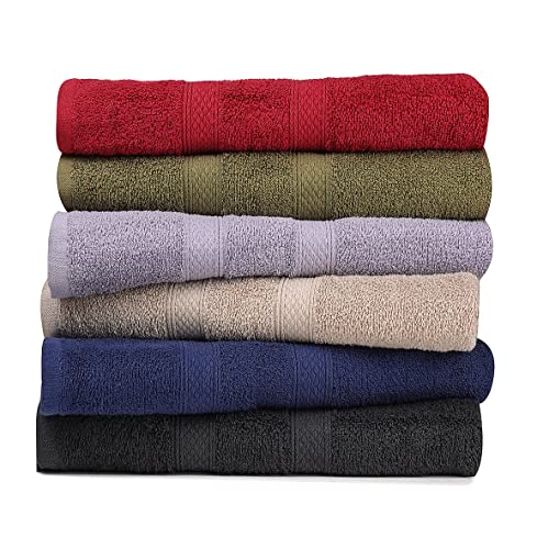 ZUPERIA Classic Bath Towels - 6 Pack - 27" x 54" - Ultra Soft 100% Cotton Large Bathroom Towels, Highly Absorbent Towel for Bathroom, Ideal for Pool, Home, Gym, Spa, Hotel (Assorted)