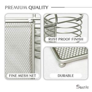 Sunlit 3 in 1 Wall Mount/Countertop/Over Cabinet Door Metal Wire Hair Product & Styling Tool Organizer Storage Basket Holder for Hair Dryer, Brushes, Flat Iron, Curling Wand, Hair Straightener