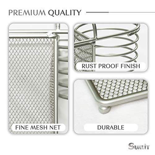 Sunlit 3 in 1 Wall Mount/Countertop/Over Cabinet Door Metal Wire Hair Product & Styling Tool Organizer Storage Basket Holder for Hair Dryer, Brushes, Flat Iron, Curling Wand, Hair Straightener