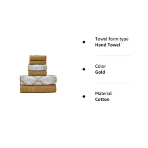 Modern Threads Capri 6-Piece Reversible Yarn Dyed Jacquard Towel Set - Bath Towels, Hand Towels, & Washcloths - Super Absorbent & Quick Dry - 100% Combed Cotton, Gold