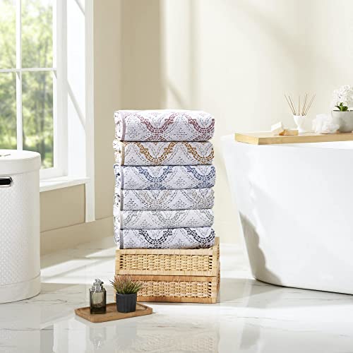 Modern Threads Capri 6-Piece Reversible Yarn Dyed Jacquard Towel Set - Bath Towels, Hand Towels, & Washcloths - Super Absorbent & Quick Dry - 100% Combed Cotton, Gold