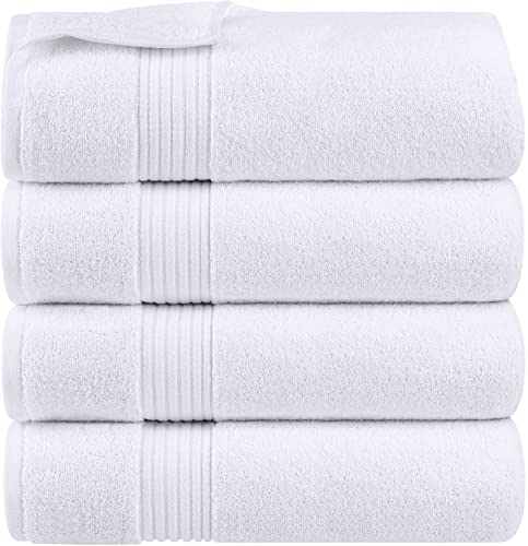 Utopia Towels - Bath Towels Set - Luxurious 600 GSM 100% Ring Spun Cotton - Quick Dry, Highly Absorbent, Soft Feel Towels, Perfect for Daily Use (Pack of 4) (27 x 54, White)