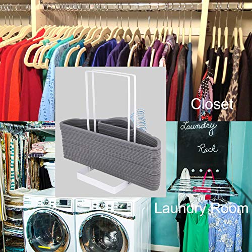 Hanger Storage Organizer, 110 Wire Clothes Hanger Holder, Hanger Stacker Rack for Laundry Closet, Hanger Caddy Stand for Adult or Child Clothes Hangers White