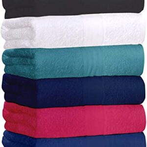 QUBA LINEN Bamboo Cotton Bath Towels-27x54inch - 6 Pack Shower Towels for Pool, Spa, and Gym - Light Weight, Ultra Absorbent Towels for Bathroom (6, 27x54)