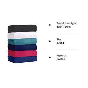 QUBA LINEN Bamboo Cotton Bath Towels-27x54inch - 6 Pack Shower Towels for Pool, Spa, and Gym - Light Weight, Ultra Absorbent Towels for Bathroom (6, 27x54)