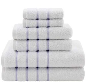 dorlion towels 6 piece white towel set, 100% turkish cotton soft hotel towels, quick dry turkish towel set for bathroom, lilac