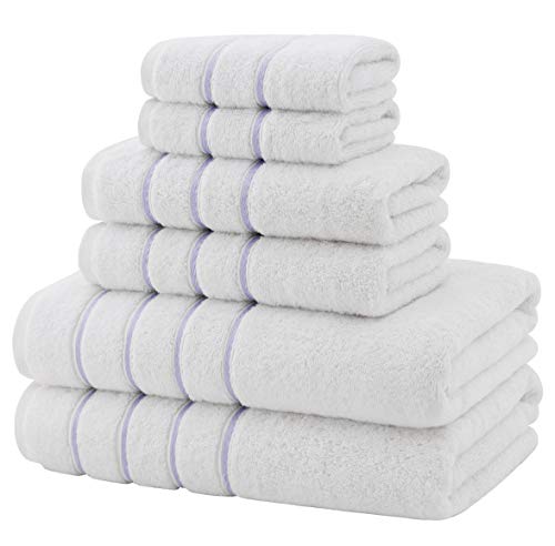 Dorlion Towels 6 Piece White Towel Set, 100% Turkish Cotton Soft Hotel Towels, Quick Dry Turkish Towel Set for Bathroom, Lilac