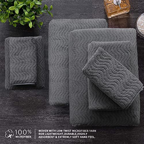 4 Piece Bath Towel Oversized Bath Sheet 35"x70" Grey Bathroom Towel Extra Large Bath Towel Set Highly Absorbent Quick Dry Premium Towel for Bathroom Spa Gym Hotel 600GSM Shower Towel for Daily Use